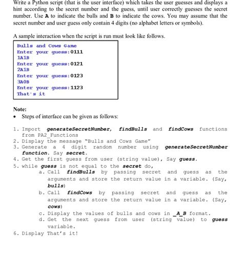 Solved Write A Python Script That Is The User Interface Chegg
