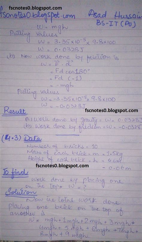 f sc ics notes physics xi chapter 4 work and energy numerical problems