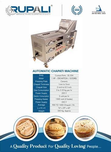 Automatic Electric Roti Maker Capacity Per Hour 500 Chapati At