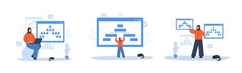 사이트맵 생성 벡터 일러스트 세트입니다 웹사이트 제작 도구 노트북을 가진 아랍 여성 개발자 온라인 소프트웨어 및 웹 페이지 구조 Ux 디자이너 워크플로우 Xml에 대한 스톡