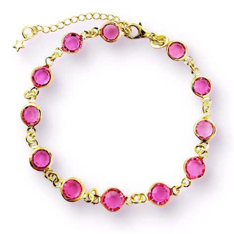 Pulseira De Pedra Rosa Banho De Ouro 18k