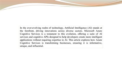 Microsoft Azure Cognitive Services Revolutionizing Ai Integration In
