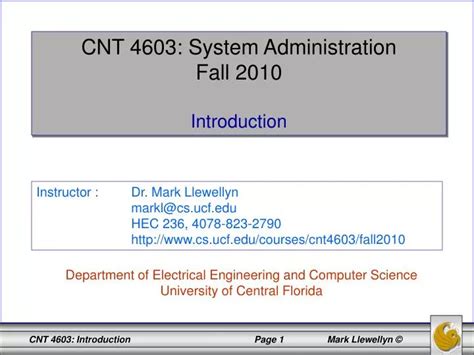 PPT CNT 4603 System Administration Fall 2010 Introduction PowerPoint