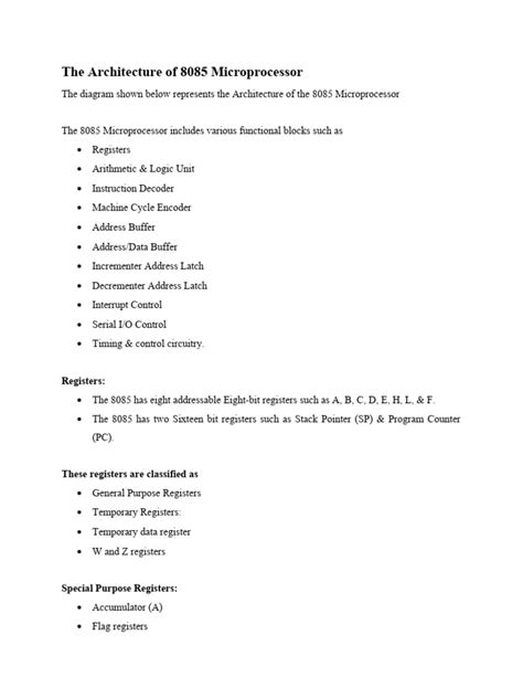 architecture of 8085 microprocessor pdf central processing unit