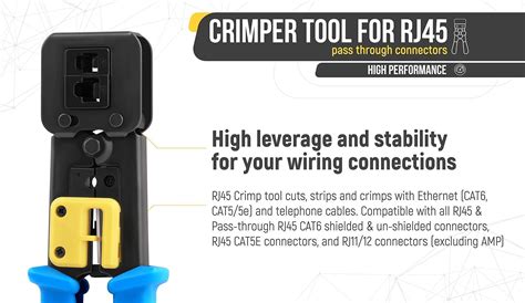 Buy Bundle 2 Items RJ45 Crimp Tool 100 Pack Of Cat6 6A Pass Through Connectors For A Thick