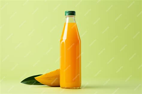 Premium Photo A Bottle Of Freshly Squeezed Mango Juice With Droplets