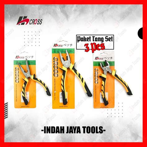 Cross Set Tang Set 3 Pcs Paket Kombinasi Lancip Potong Pliers