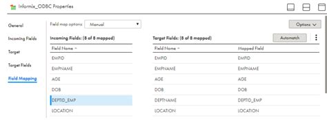 Odbc Mapping Example