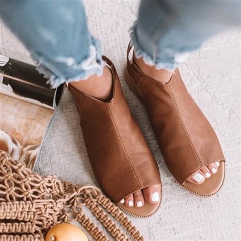 Shopforfun Boutique Shoes Ladies Slingback Open Toe Mule Flat