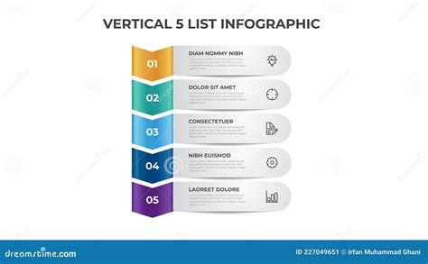 5 Points Of Steps Diagram Vertical List Layout Infographic Template