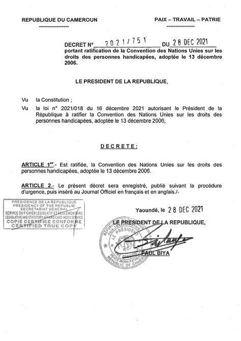 Décret N°2021751 Du 28 Décembre 2021 Portant Ratification De La