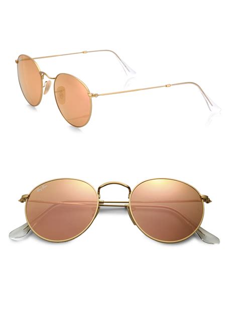Ray Ban Legends Round Metal Sunglasses In Pink Lyst