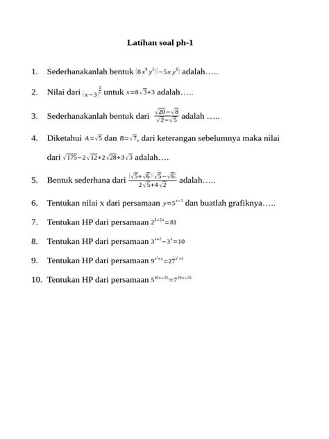 Latihan Soal Ph 1 Pdf