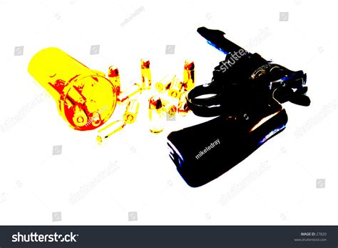 Pop Art Of 45 Cal Bullets Comming Out Of Pill Bottle A 45 Cal Hand