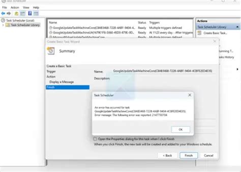 Task Scheduler An Error Has Occurred For The Task Fix