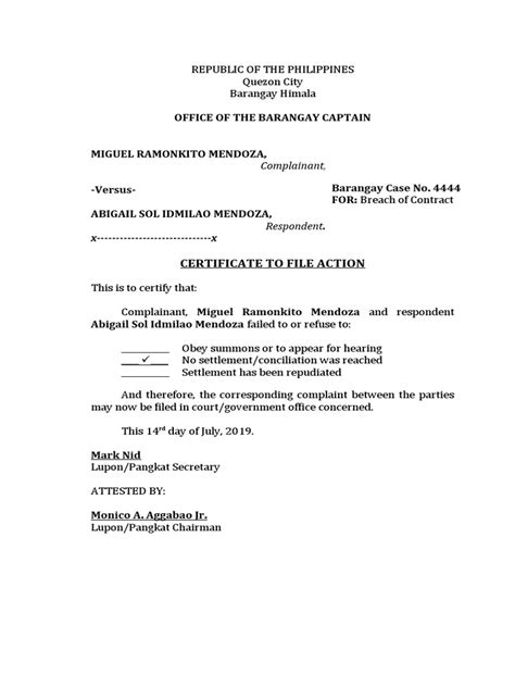 Certificate To File Action Mon Pdf