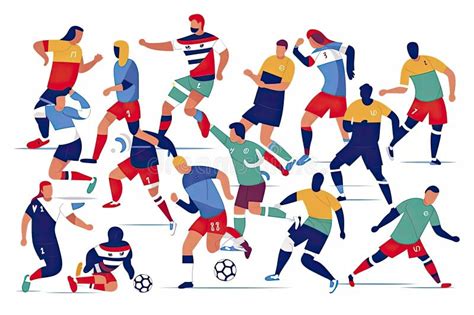 Soccer Stadium Players Football Match Athletes Fighting Kicking Ball