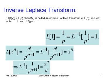 Inverse Laplace Transform Presentation Free To View