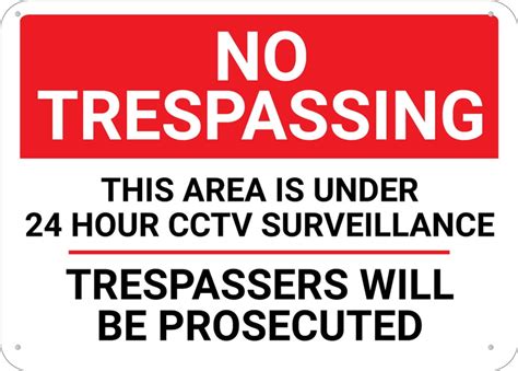 No Trespassing 24 Hour Cctv Surveillance Sign 12x8 Inches Metal