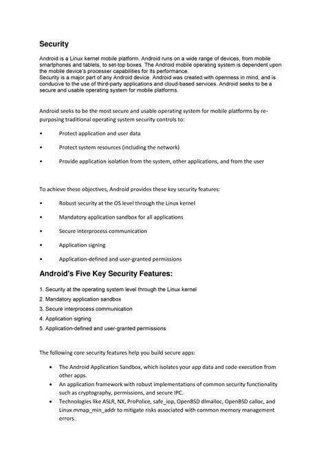 Security Android Lecture And Study Notes Security Android Is A