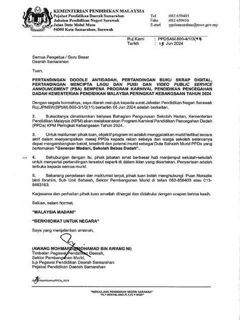 Pertandinggan Doodle Anti Dadah Pertandingan Buku Skrap Digital