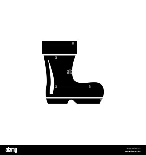 Rubber Boot Gumboots Flat Vector Icon Illustration Simple Black