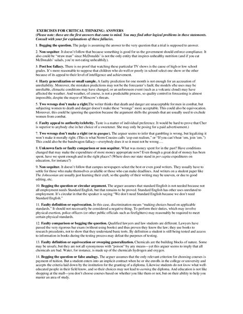 Information About Critical Thinking Docsity