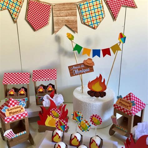 Decoração De Mesa Festa Junina 70 Itens Vermelho Elo7