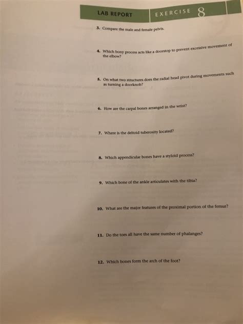solved 8 exercise date lab report the appendicular skeleton