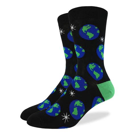 Mens Planet Earth Socks Good Luck Sock