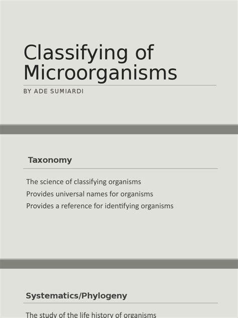 Classifying Of Microorganisms Pdf Bacteria Organisms