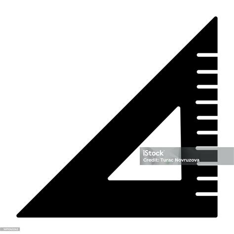 기하학적 삼각형 눈금자 단색 아이콘 편지지 개념 흰색 배경에 모서리 직선 벡터 기호 삼각형 눈금자 기호 스타일과 웹 벡터 그래픽 개념에 대한 스톡 벡터 아트 및 기타 이미지