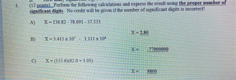 solved 3 12 points perform the following calculations and