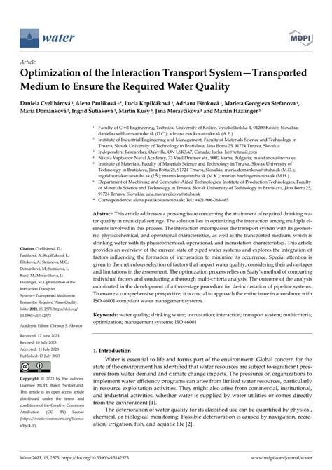 PDF Optimization Of The Interaction Transport System Transported Medium To Ensure The Required