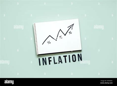 Inflation Financial Crisis Concept Growing Up Black Arrow On Open Notepad And Word Inflation On