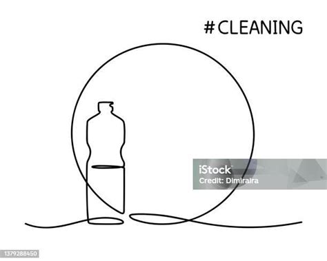 클린 하우스 병에 동그라미 플라스틱 용기 청소 용 제품 세제 1병 연속 한 줄 그리기 아이콘입니다 벡터 가사 집안일에 대한 스톡 벡터 아트 및 기타 이미지 Istock