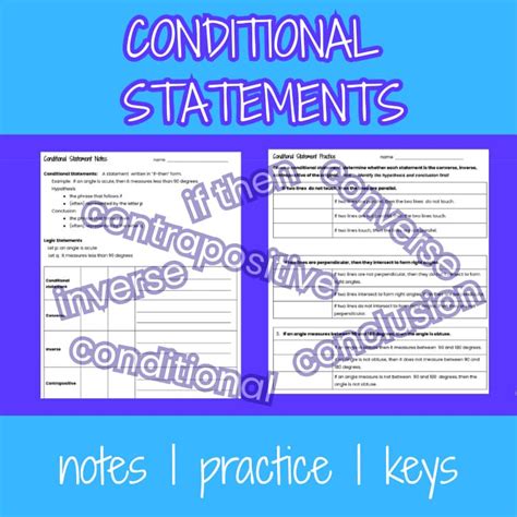 Conditional Statements Guided Notes Practice Worksheet High School Geometry
