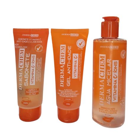 Kit Dermachem Vitamina C Sabonete Gel Água Micelar