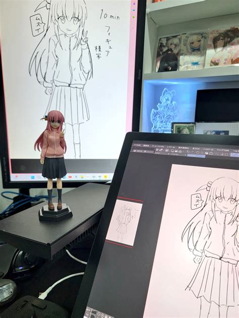「10分フィギュア模写 誰かがフィギュア模写したらいいよって言ってたからフィギュア模写したらなんか2d画面見るより3」くろくろ🌸の漫画