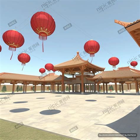 Ai创作图中式建筑游乐场 中式游廊长廊 汉文化长廊模型 中式长廊休闲长廊 佛教学校3dsmax 中式长廊回廊 中式庭院长廊长亭 中式方亭木质