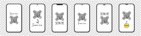 Set Realistic Smartphone With Qr Code Scanner Scan Me 16062352 Vector Art At Vecteezy