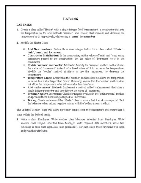 Lab 6 Lab 06 Lab Tasks Create A Class Called Heater With A Single