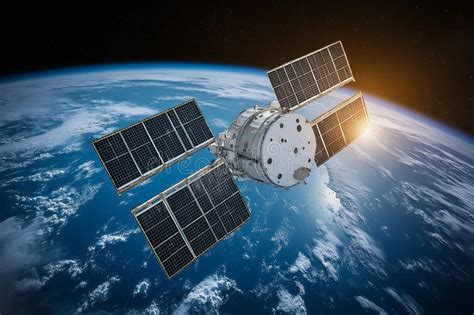 A Satellite Navigates Its Orbit Around Earth Showcasing Stunning Views Of The Surface And