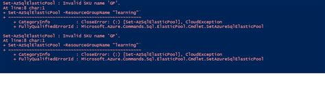 Exception While Trying “set Azsqlelasticpool Invalid Sku Name ‘gp
