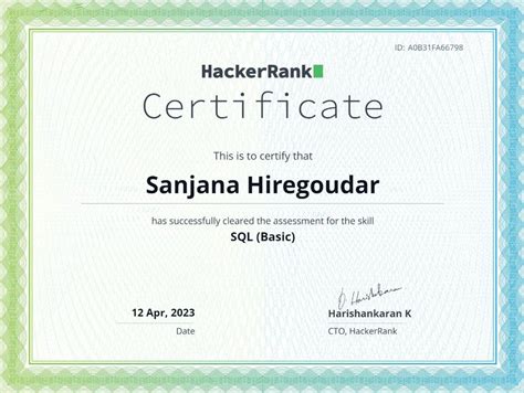 Hackerrank Sql Sanjana Hiregoudar