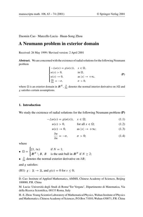Pdf A Neumann Problem In Exterior Domain