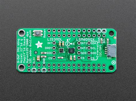 Adafruit LSM6DSOX LIS3MDL FeatherWing Precision 9 DoF IMU ID 4565