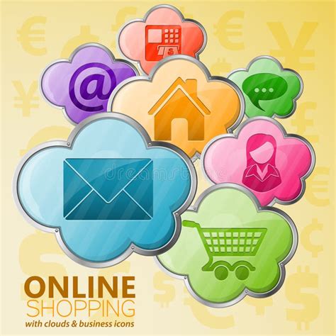 Online Shopping And Cloud Computing Concept Stock Vector Illustration