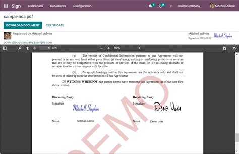 Odoo Sign Module Odoo V Enterprise Edition Book