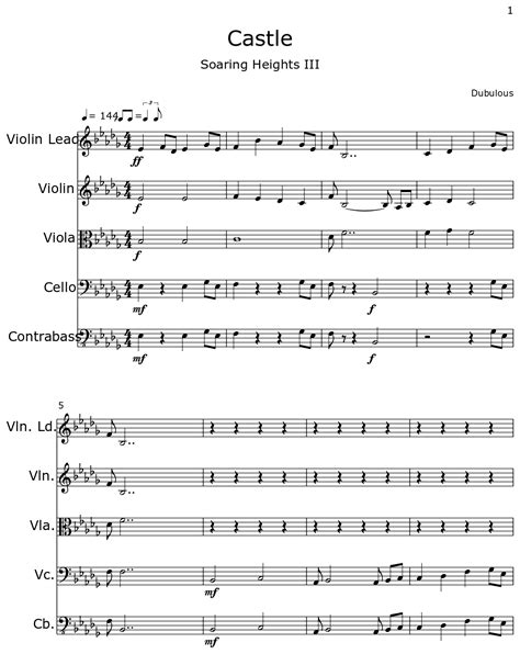 Castle Sheet Music For Violin Lead Violin Viola Cello Contrabass